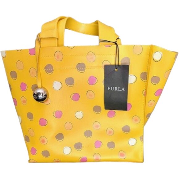 Furla | Bags | Furla Yellow Polka Dot Divide It Leather Tote | Poshmark